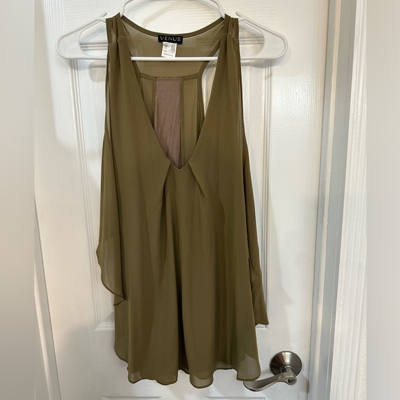 VENUS | Tops | Venus Xl Olive Green Racer Back Blouse Tank Underneath ...